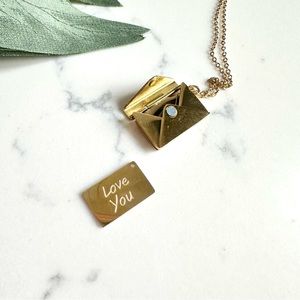 Jewelry | 23 Love Locket Love Letter Envelope Necklace Gold Chain ...